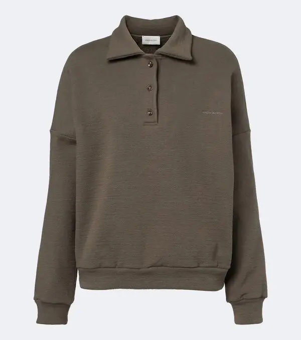 Magda Butrym Cotton-blend Fleece Polo Sweater - Grey
