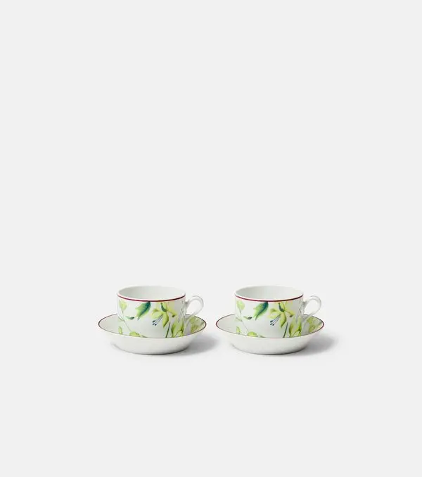GINORI 1735 Impero Set Of 2 Teacups And Saucers - White