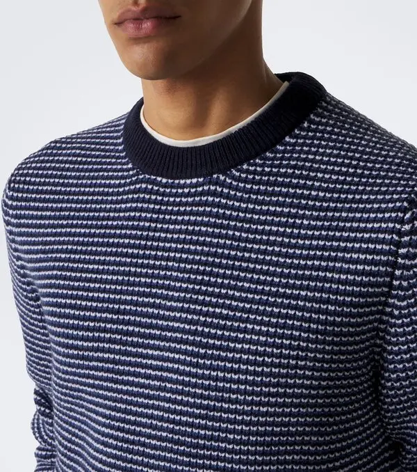 LARDINI Striped Wool And Cashmere Sweater
