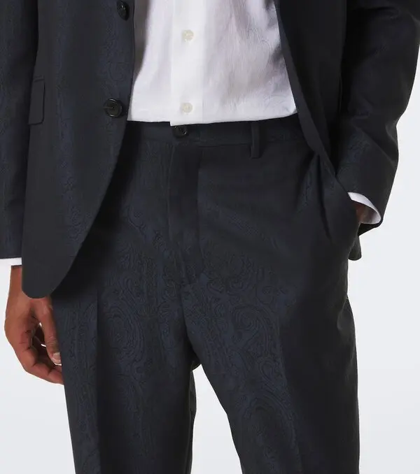 Etro Jacquard Virgin Wool Straight Pants