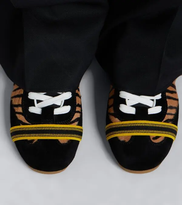 Fendi Calf Hair And Suede Trimmed Lace-up Sneakers - Brown
