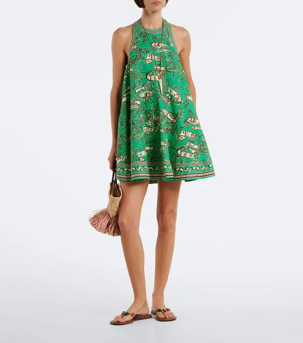 ALEMAIS Alémais Fish Sticks Printed Linen Minidress