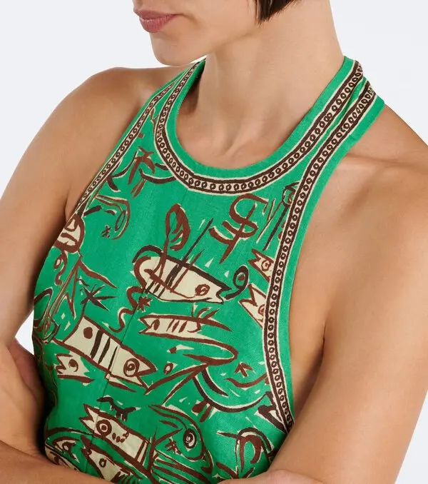ALEMAIS Fish Sticks Printed Linen Minidress