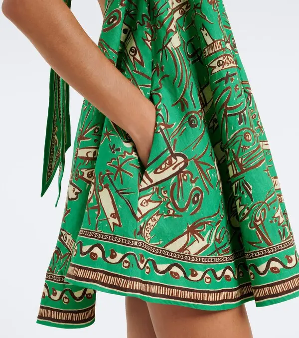 ALEMAIS Fish Sticks Printed Linen Minidress