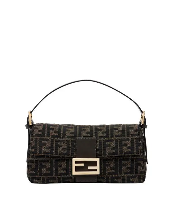 Fendi Baguette Monogram Canvas Shoulder Bag - Brown