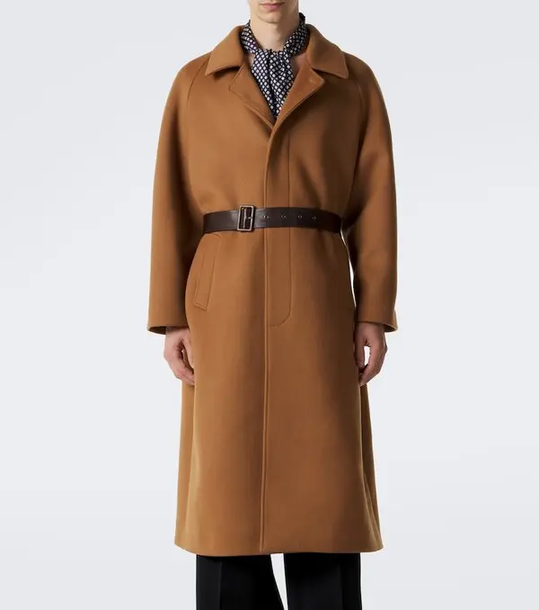 Saint Laurent Belted Wool Overcoat