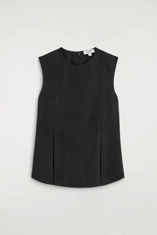 Cos Sleeveless Pleated Peplum Top - Black