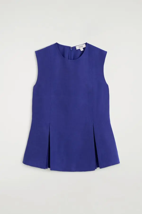 Cos Sleeveless Pleated Peplum Top - Blue