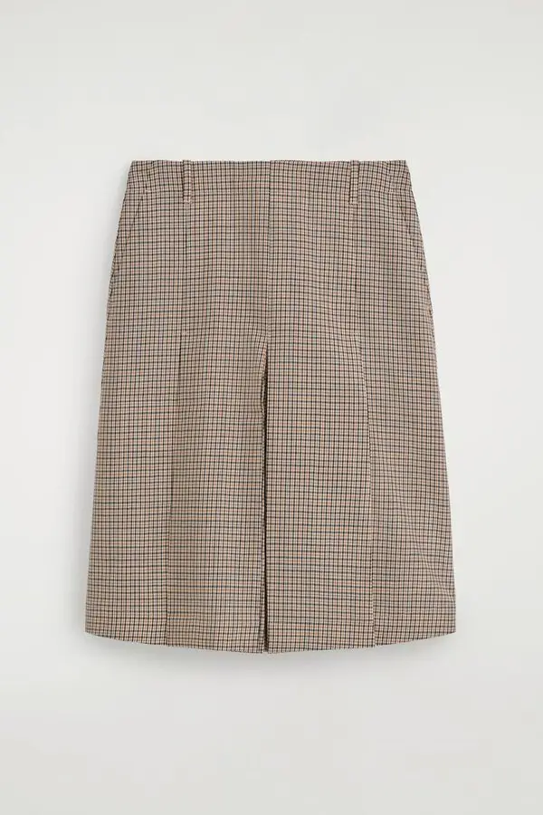 Cos Box-pleat Checked Wool Midi Skirt