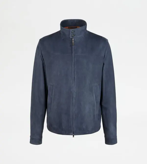 TOD'S Suede Zip-up Jacket - Blue