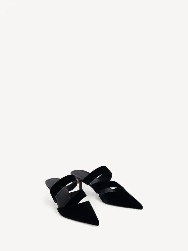 Balmain Velvet And Printed Patent Leather Mules