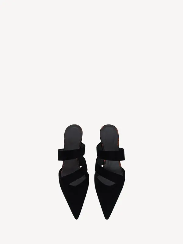 Balmain Velvet And Printed Patent Leather Mules