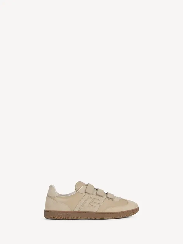 Balmain Swan Velcro Sneakers In Smooth Leather And Suede