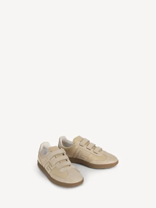 Balmain Swan Velcro Sneakers In Smooth Leather And Suede
