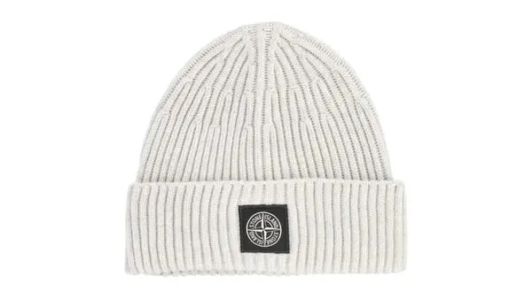 Stone Island Compass Logo Patch Ribbed Knit Beanie