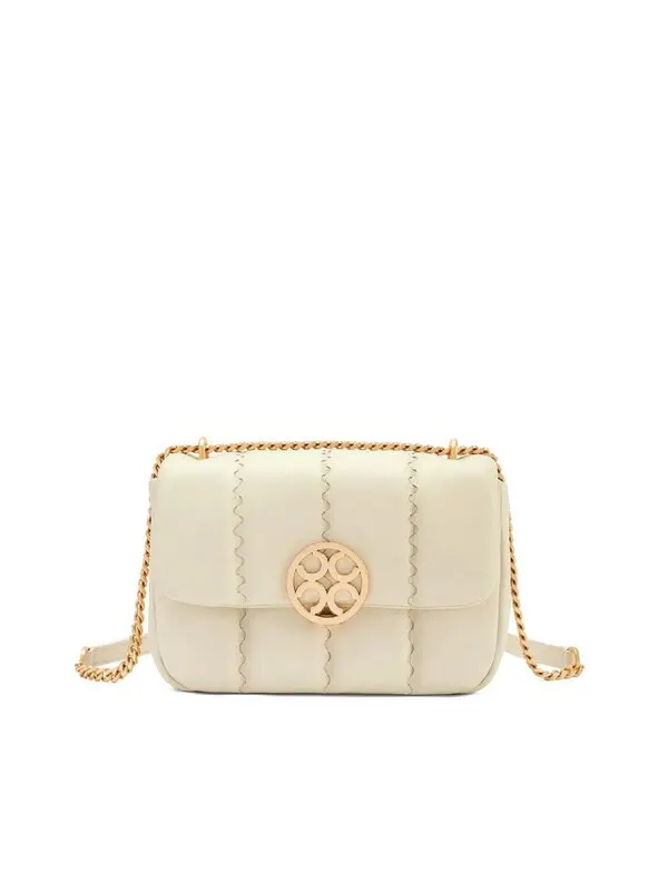 ORANGE CUBE Square Stitch Flap Bag Pearl - White
