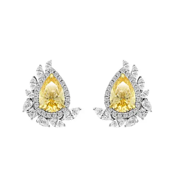 Arte Madrid Casa Real Imperial Statement Earrings - Yellow