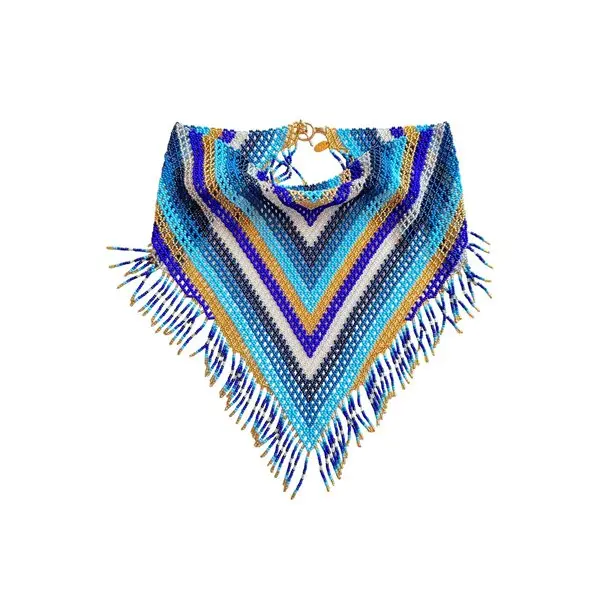 ILIANA ARRAZOLA Beaded Fringe Necklace With Gold Plated Bronze And Pewter Elements