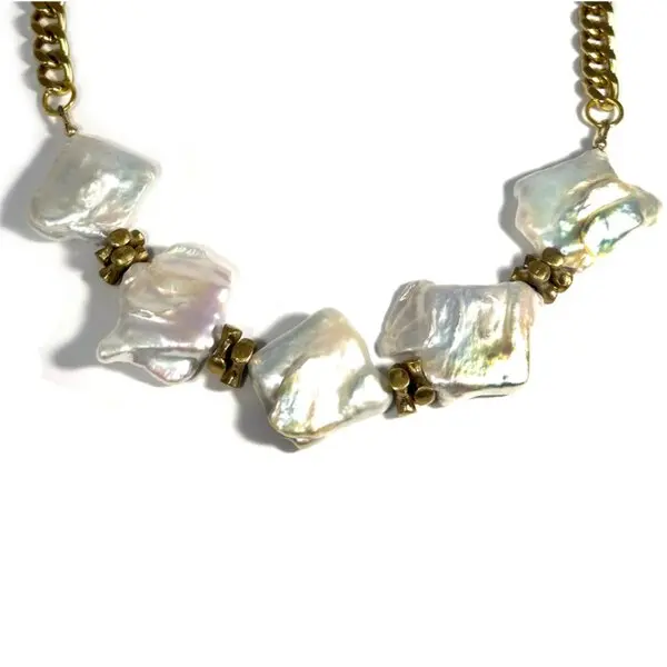 Rachel Nathan Neutrals / Gold / White Pearl Clouds Necklace