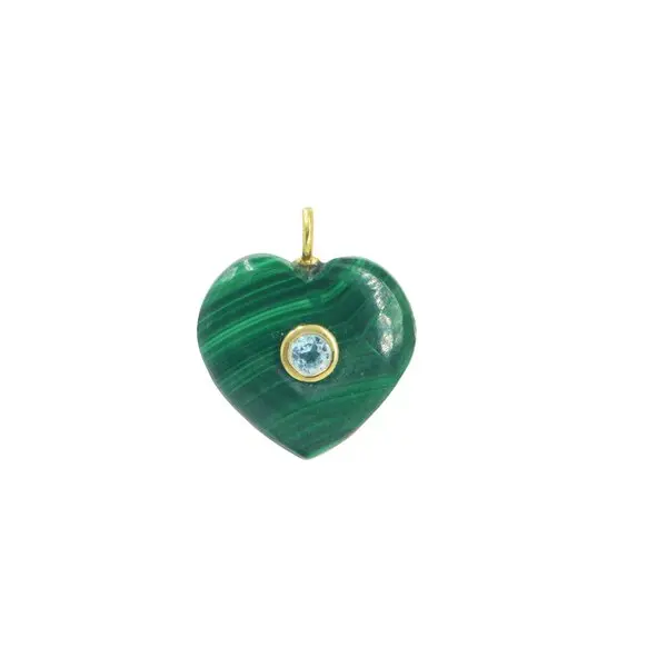 KAMARIA Malachite Gemstone Pendant With Topaz Heart - Green