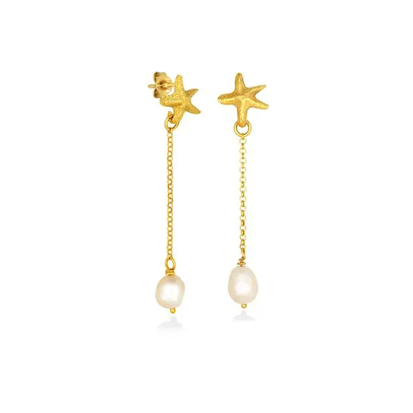 MYRTO KATRAMADOU JEWELLERY Thalassa Starfish & Pearl Drop Earrings