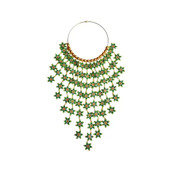 ILIANA ARRAZOLA Beaded Waterfall Necklace With Bronze And Gold Plating - Green/gold/silver