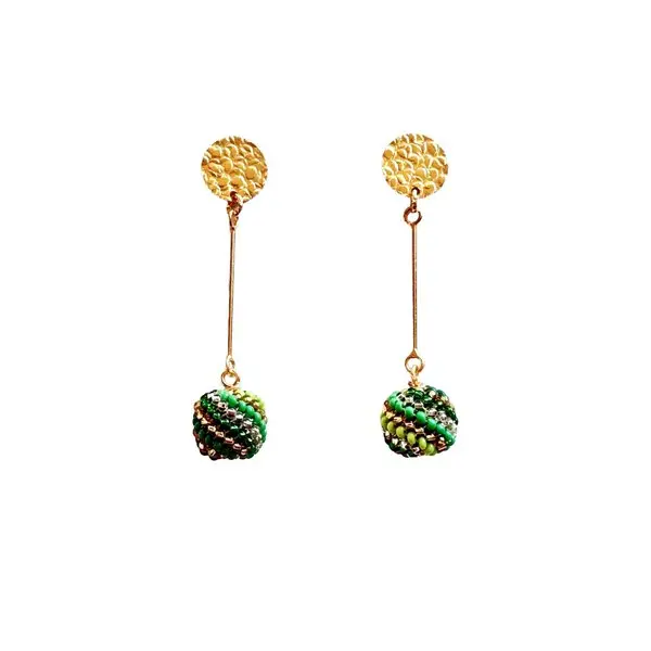 ILIANA ARRAZOLA Green / Gold / Silver Magic Ball Earrings, Green
