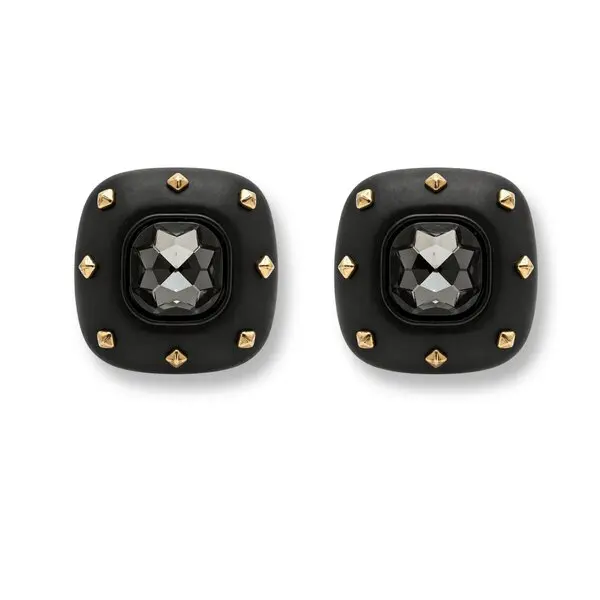 MICHAEL NASH JEWELRY Abby Soft Square Matte Studded Crystal Earrings - Black