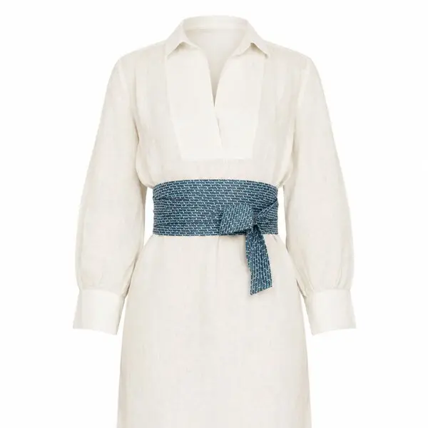 Jacques Zolty Anita Short Kaftan Linen - White