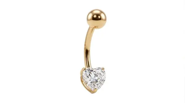 Zahav Jewelry 10k Solid Heart Cubic Zirconia Belly Ring