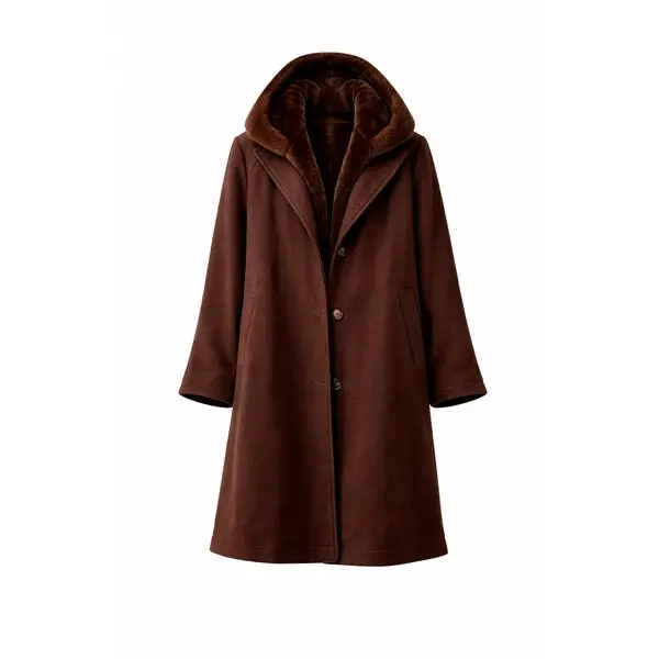 TANTRA SPAIN SL Coat With Non-detachable Hood And Padded Collar And Chest - Brown