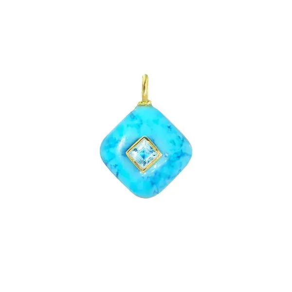 KAMARIA Turquoise Howlite Gemstone Pendant With Topaz Diamond - Blue