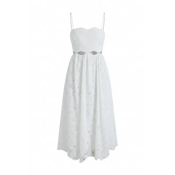 RUE LES CREATEURS Thin Strap Midi Flared Dress
