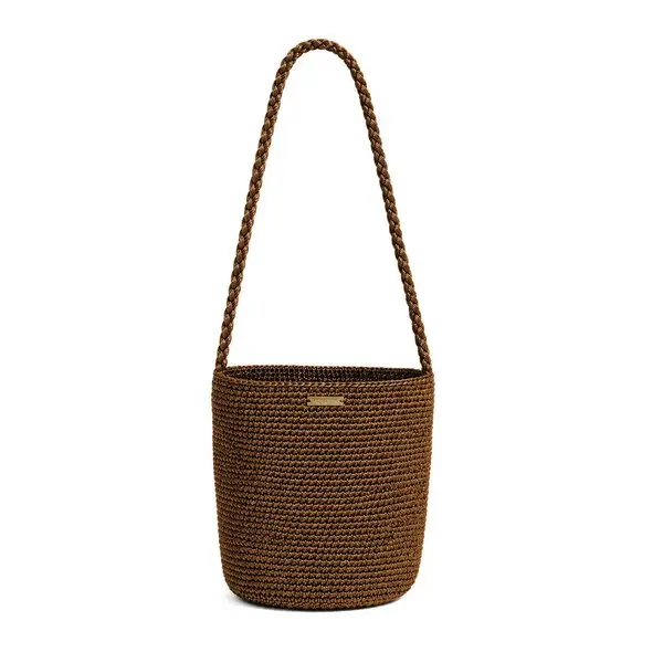 MONARCH Bronze Crochet Bucket Bag - Brown