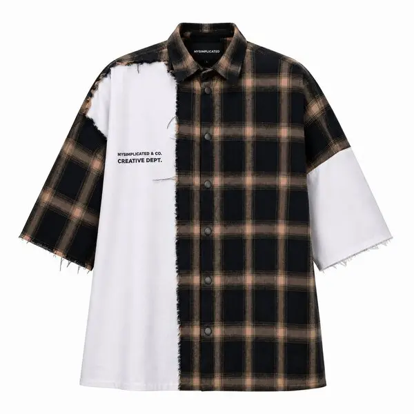 MYSIMPLICATED Brown / White ® Brown Atelier Division Overshirt - Brown/white
