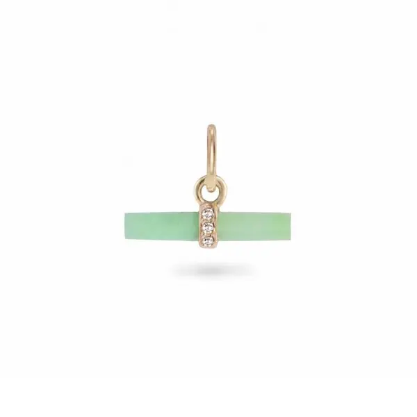 ZOHREH Green / Gold Chrysoprase T-bar Pendant 9k Gold - Green/gold