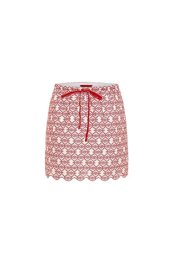 PCFG Broderie Anglaise Mini Skirt With Embroidery And Scalloped Hem