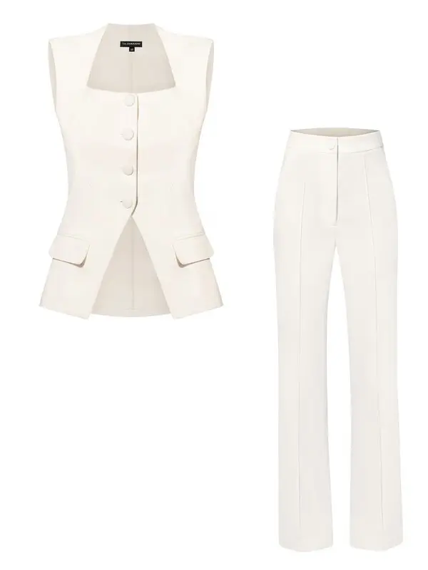 TIA DORRAINE Classic Chic Vest And Palazzo Trousers Set
