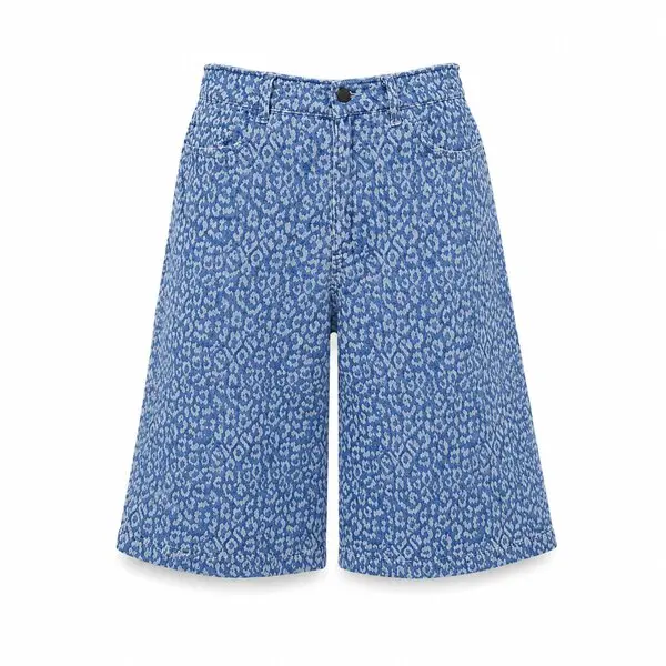 MYSIMPLICATED Leopard Denim Bermuda Shorts W - Blue
