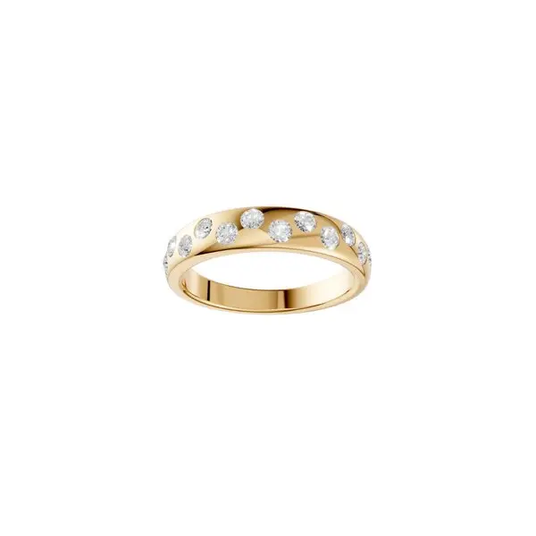AYA FINE JEWELRY 14k Solid Gold Flush Set Diamond Band - Yellow