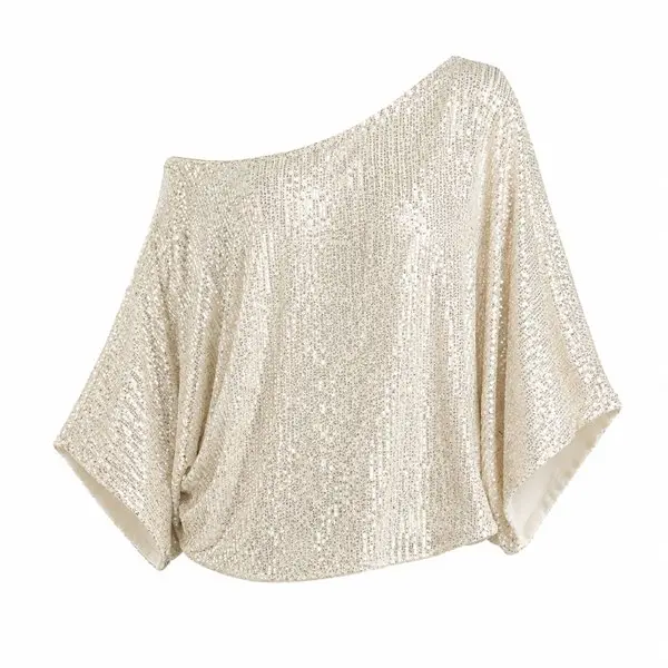 MUCHE & MUCHETTE Cheri Sequins Loose Poncho Top