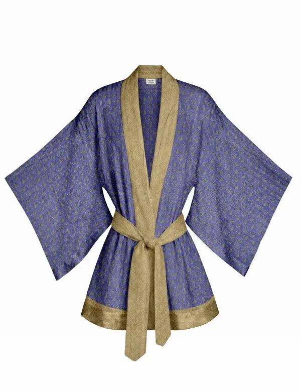 ARTEMIS MUSE One Of A Kind Recyled Sari Kimono Twenty Four - Blue