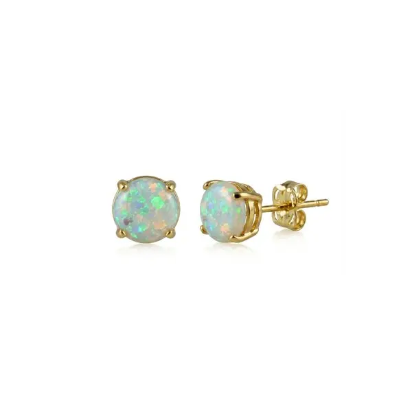 SPERO LONDON 9ct Solid Gold Natural Opal Stud Earrings - White