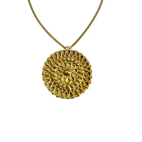 Rachel Nathan Brass Lace Medallion Necklace - Gold