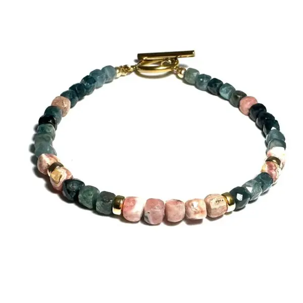 Rachel Nathan Blue Tourmaline & Rhodochrosite Beaded Bracelet With 14k Gold-filled Accents - Blue/pink