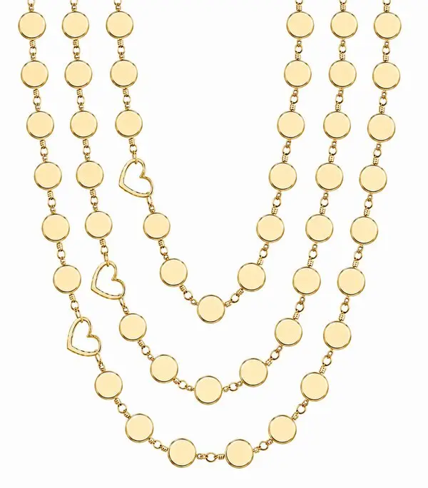 REJECTED HEARTS CLUB What's Around Comes Around' Coin Necklace With Heart Charms - Gold