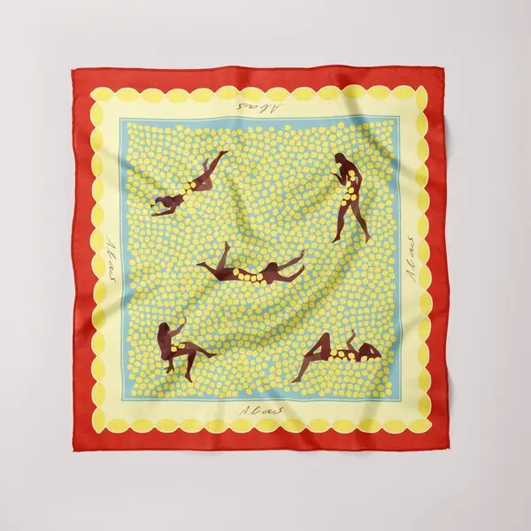 ALAS Yellow / Red Maxi Silk Scarf Bathers