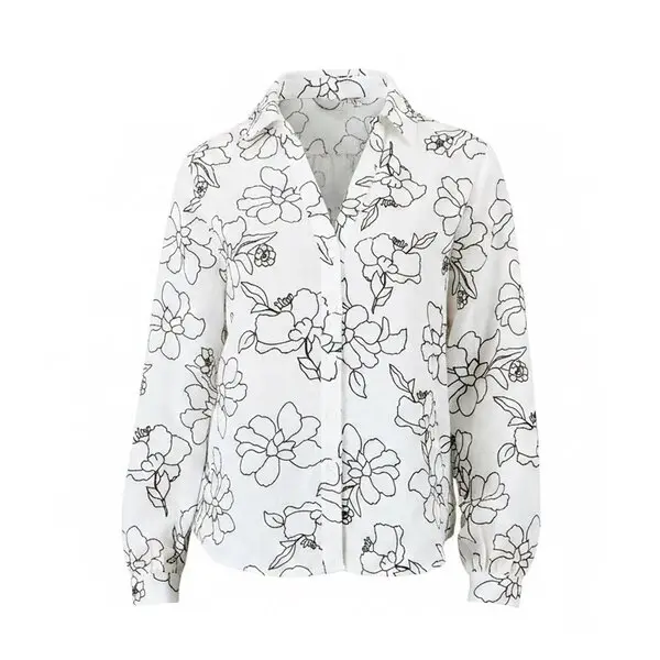 YUMI Scribble Floral Embroidered Shirt