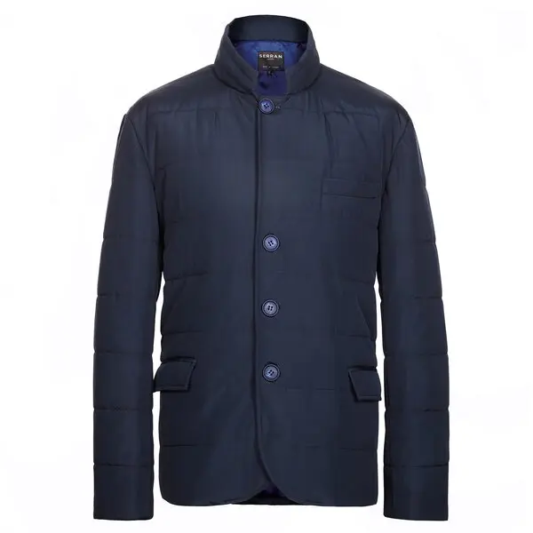 SERRAN LONDON Puffer Suit Jacket Navy