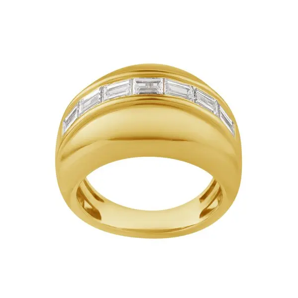 ARTISAN Gold / White 14k Yellow Gold Baguette Diamond Channel Set Band Ring - Gold/white